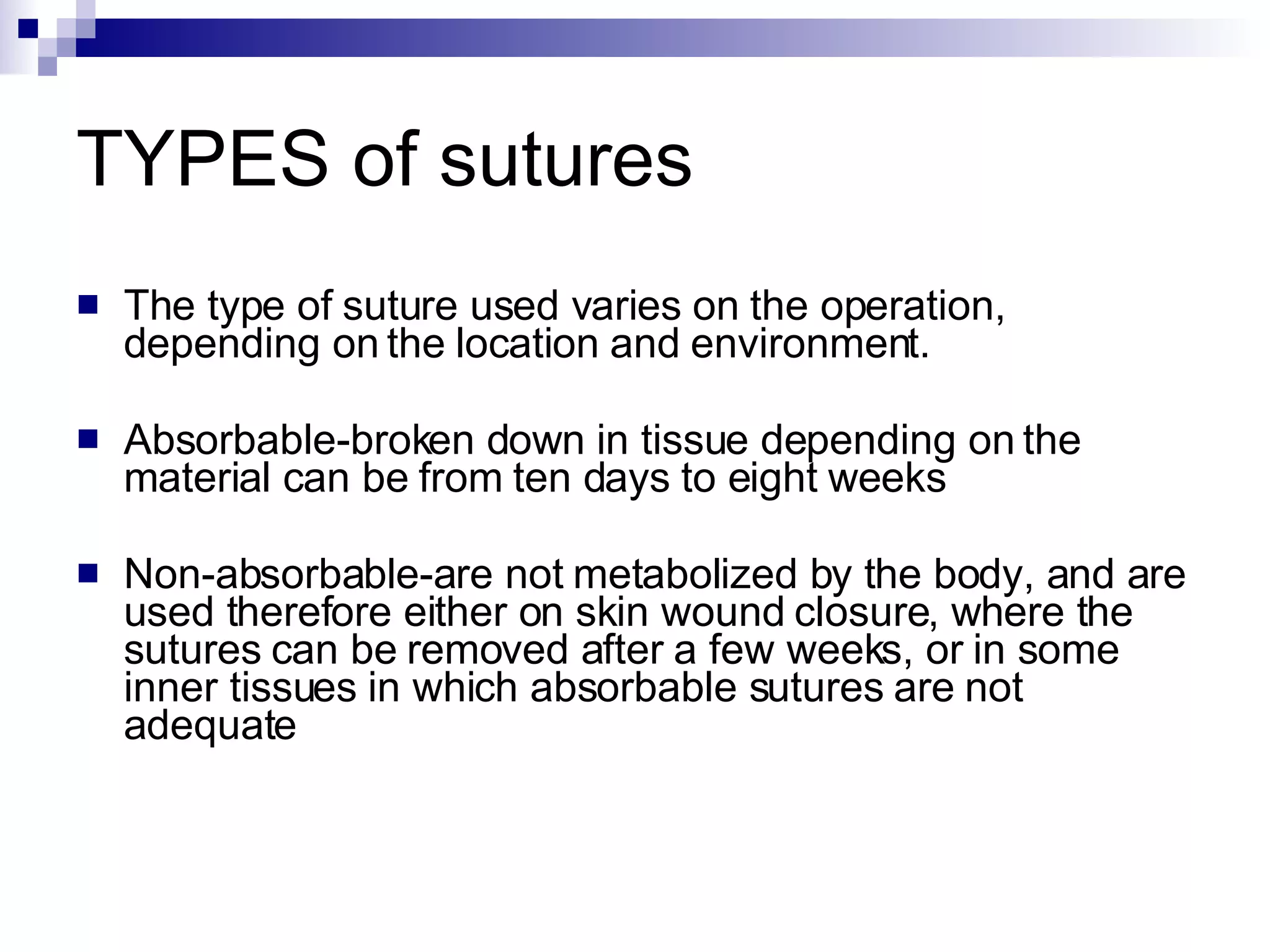 Sutures & Drainage | PPT