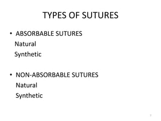 SUTURE AND SUTURE MATERIALS IN SURGERY | PPTX