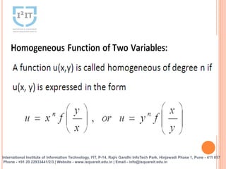 Euler’s Theorem Homogeneous Function Of Two Variables | PPTX