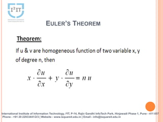 Euler’s Theorem Homogeneous Function Of Two Variables | PPT