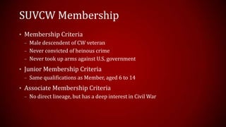 Intoduction Presentation to Sons of Union Veterans of the Civil War | PPT