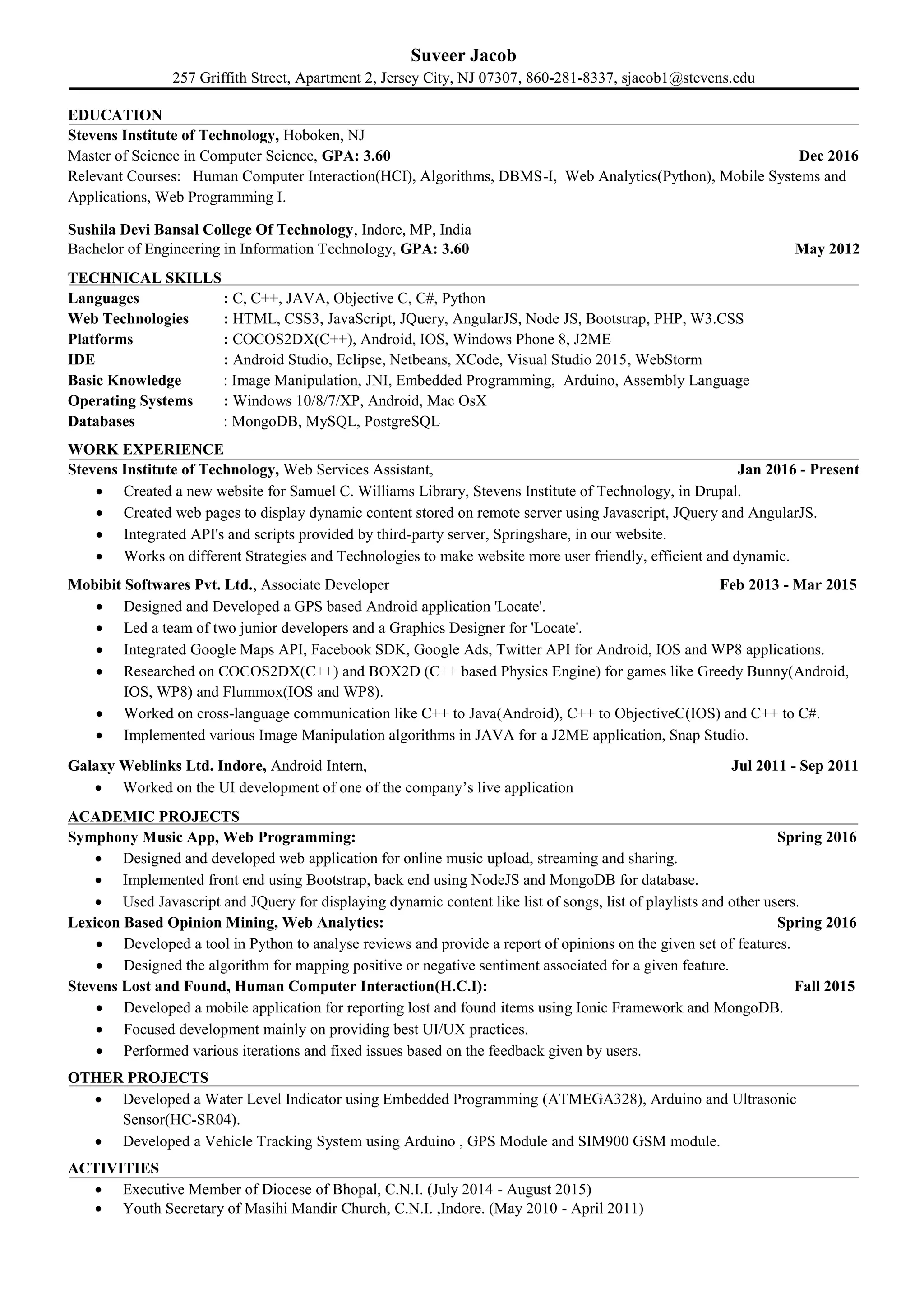 Suveer jacob Resume | PDF