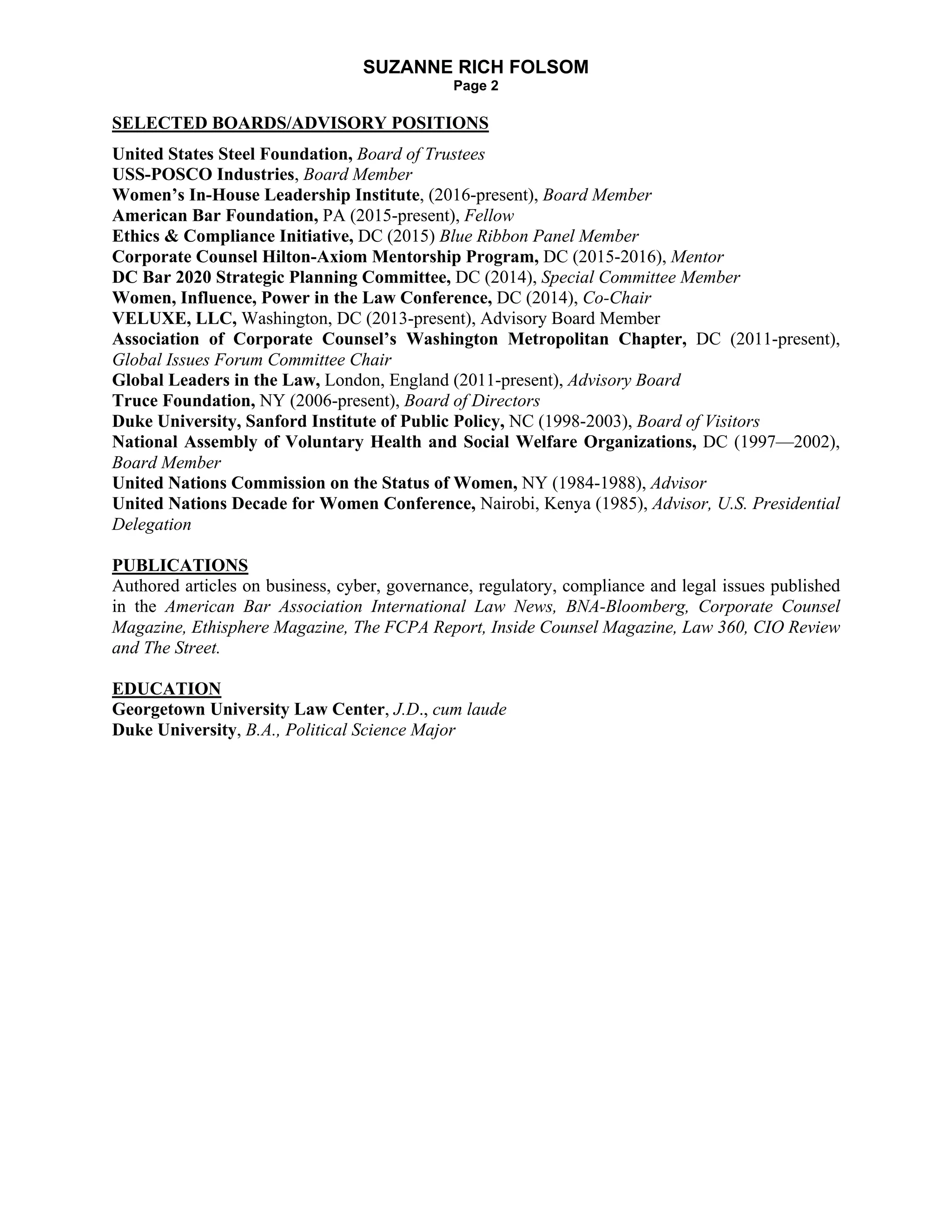 Suzanne Rich Folsom Resume | PDF | Executive Leadership & Management ...