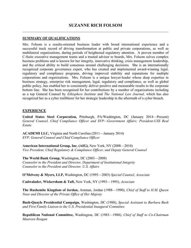 Suzanne Rich Folsom Resume