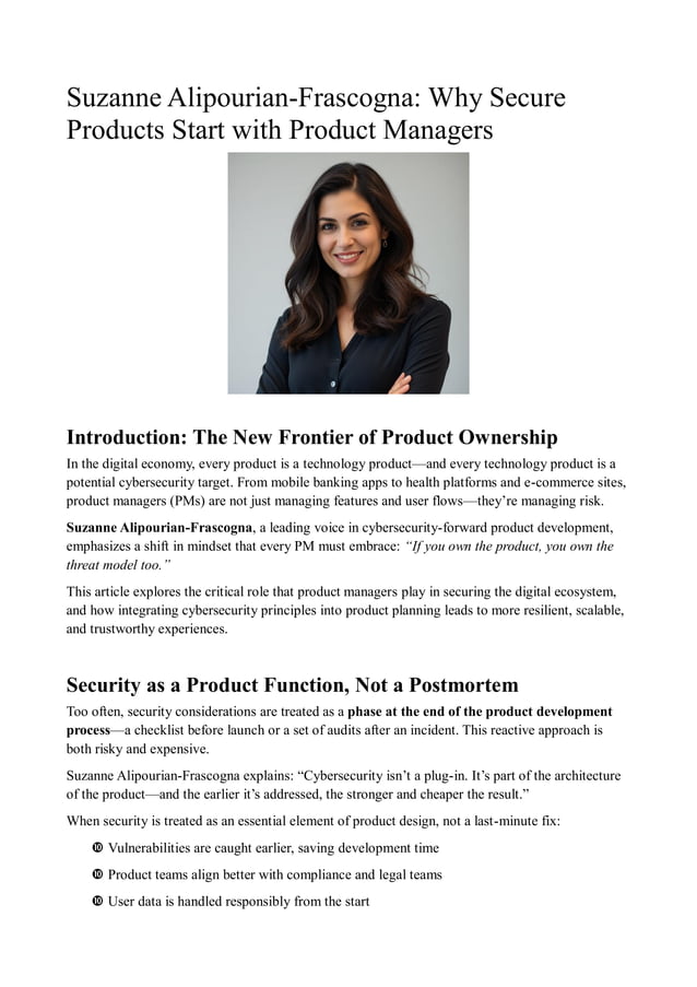 Suzanne Alipourian-Frascogna- Why Secure Products Start with Product ...