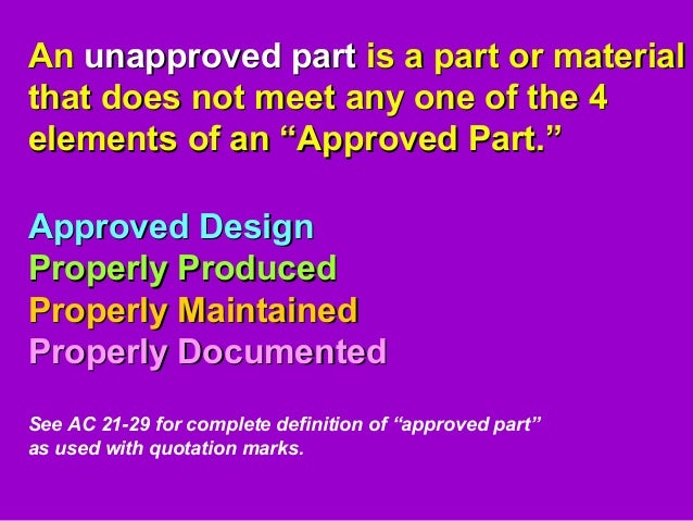 Suspected Unapproved Parts