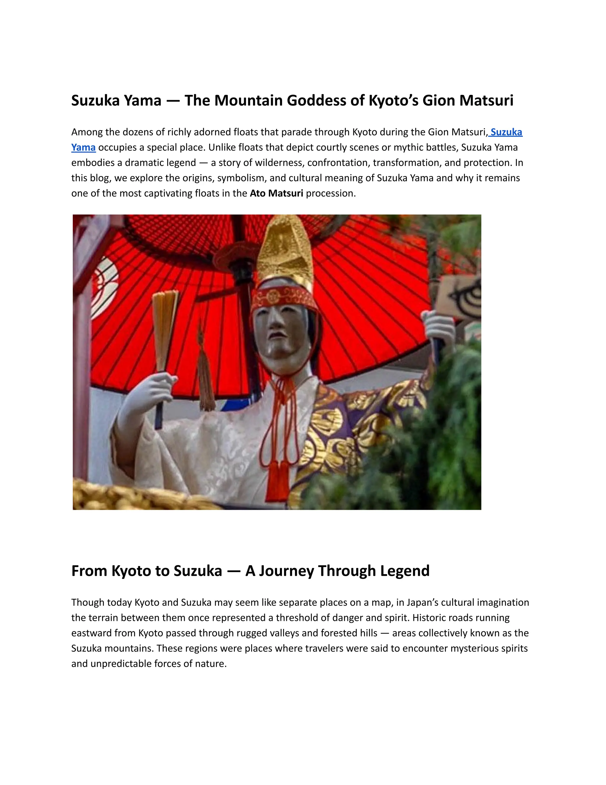 Suzuka Yama — The Mountain Goddess of Kyoto’s Gion Matsuri | PDF