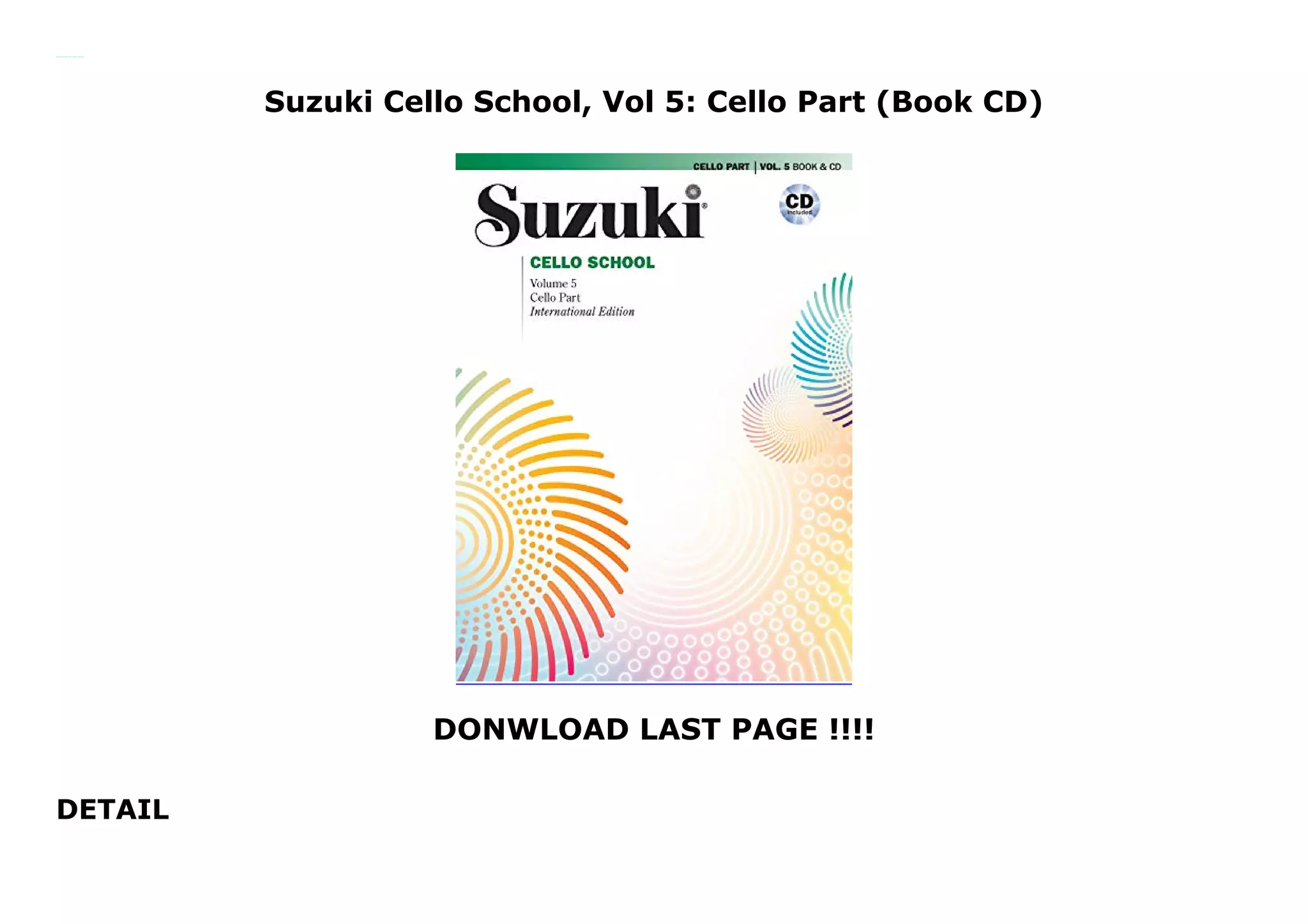 Suzuki Cello School, Vol 5: Cello Part (Book CD) | PDF