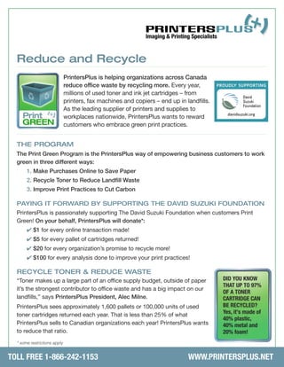 Toner Recycling Program - PrintersPlus Print Green | PDF