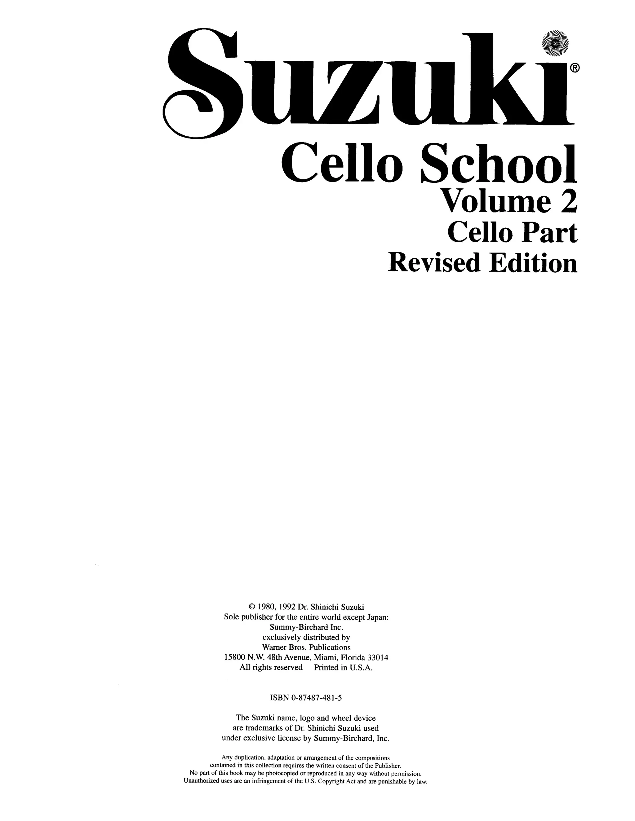 Suzuki cello school vol.2 | PDF