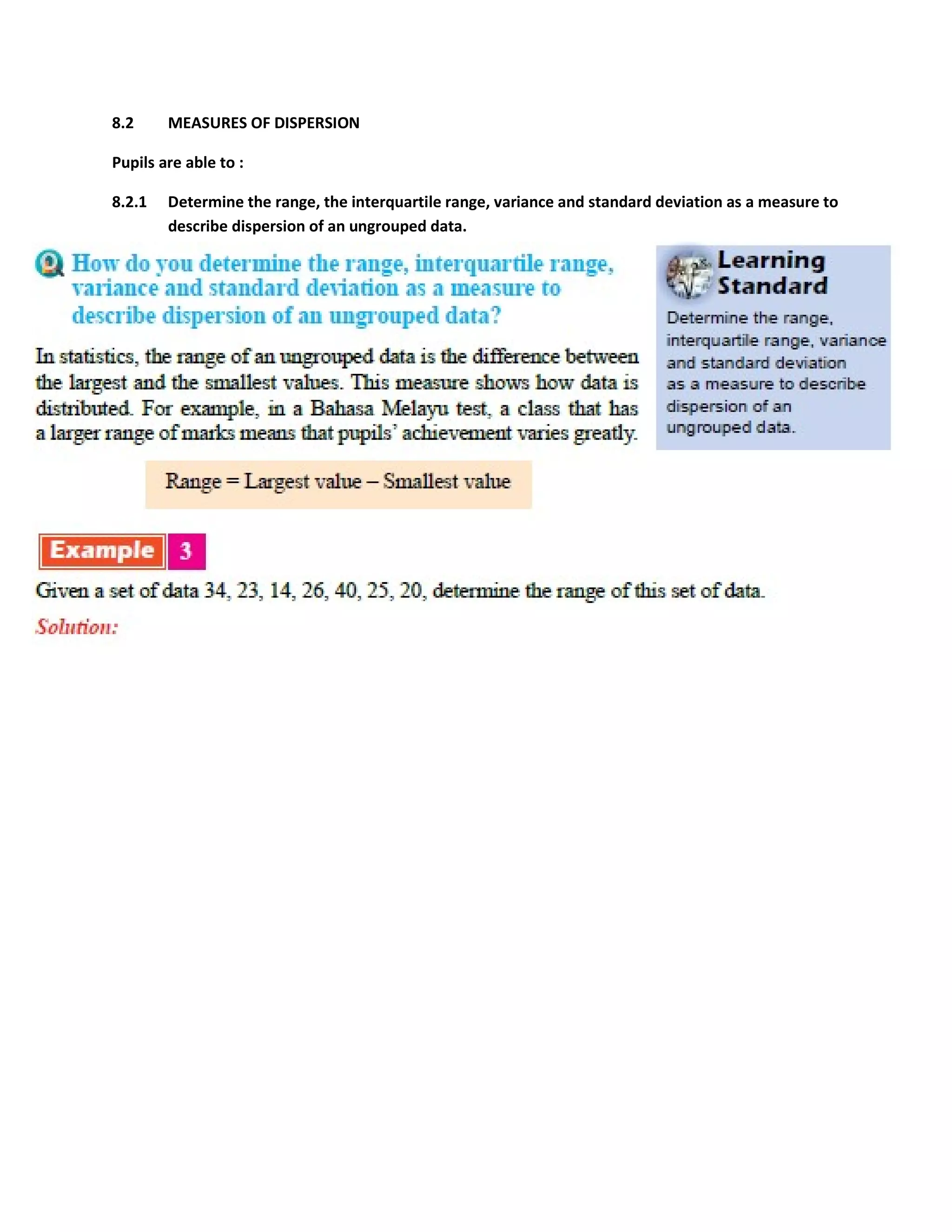 Chapter 8 Measure of Dispersion of Data | PDF