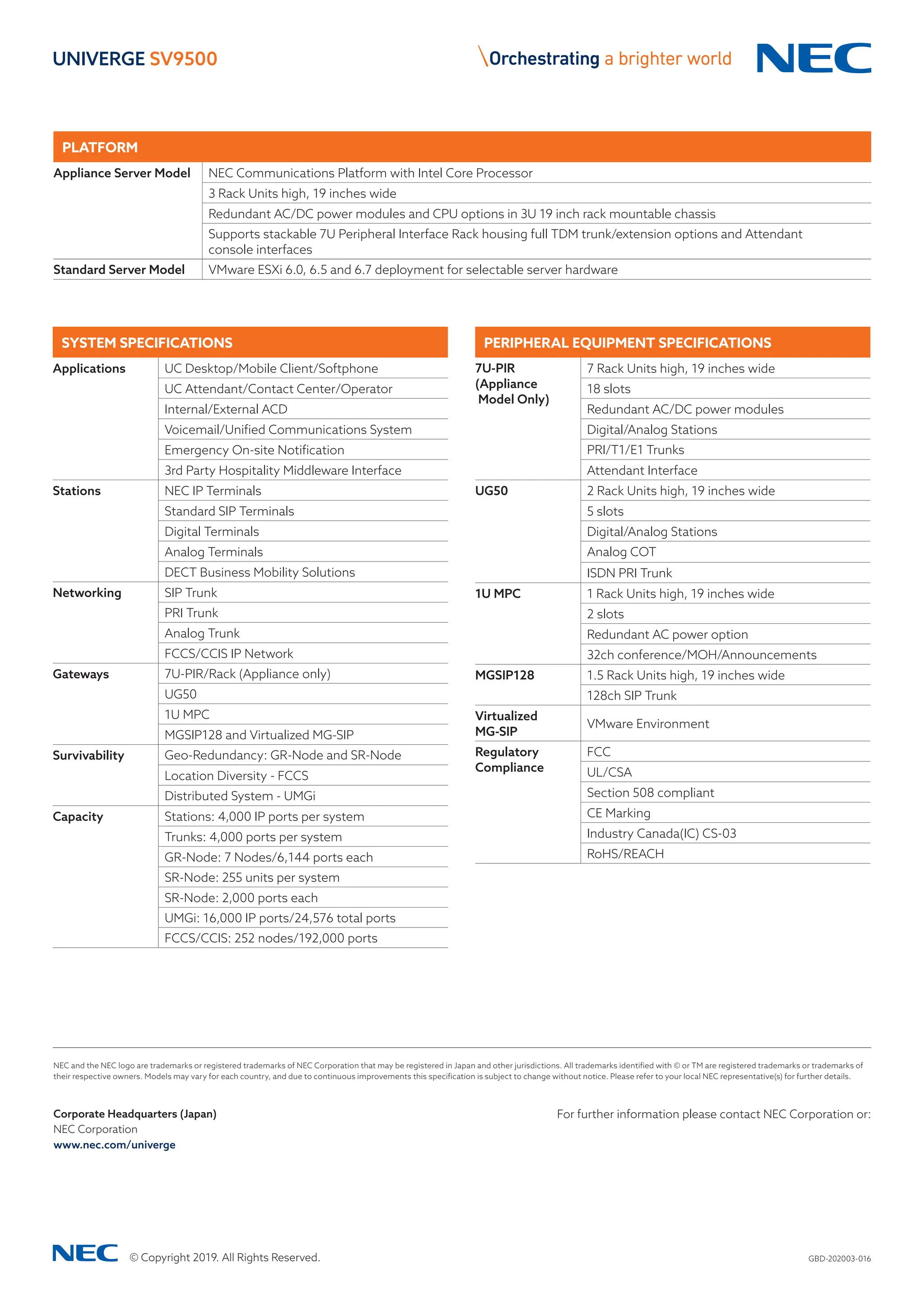 SV9500 Datasheet NEC UNIVERGE Eng document | PDF