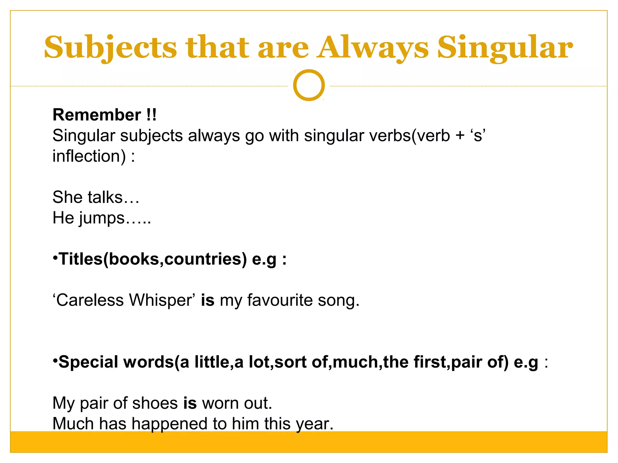 subject-verb agreement | PPT