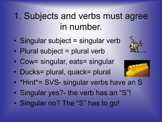 Subject-Verb Agreement a powerpoint presentation | PPT