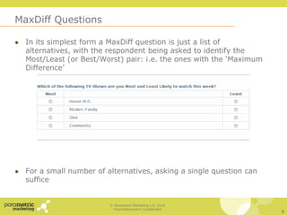 Introduction to MaxDiff Scaling of Importance - Parametric Marketing ...