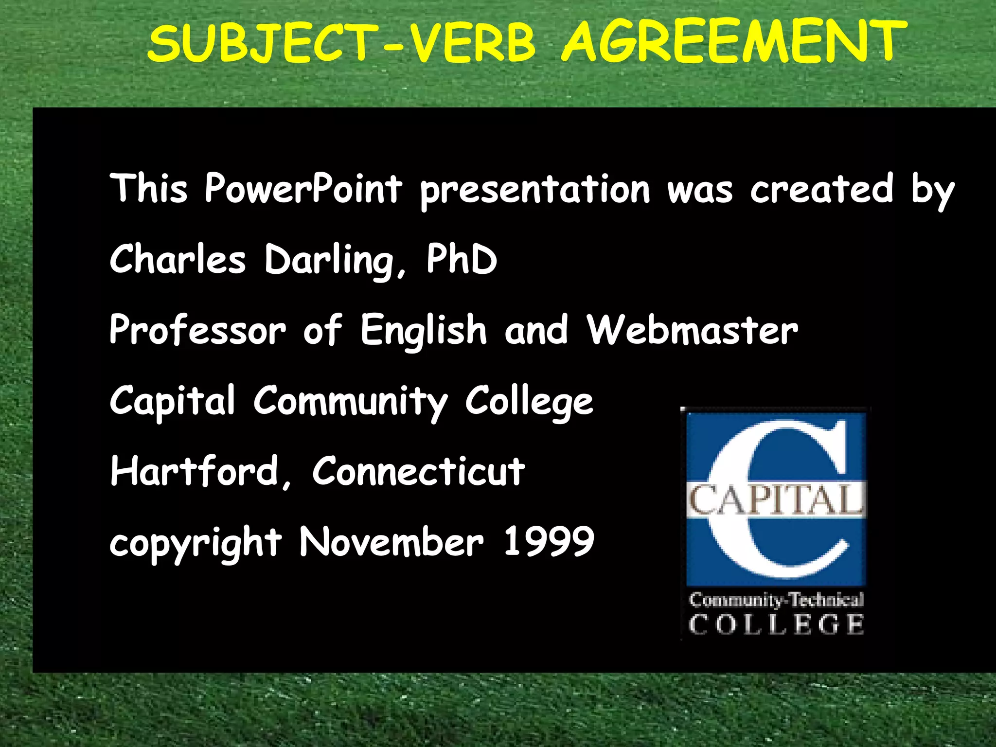 Subject Verb Agreement | PPT