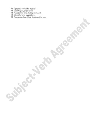 Subject-verb agreement quiz | DOCX