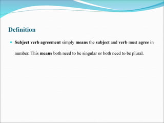 A ppt on the topic Subject verb agreement | PDF