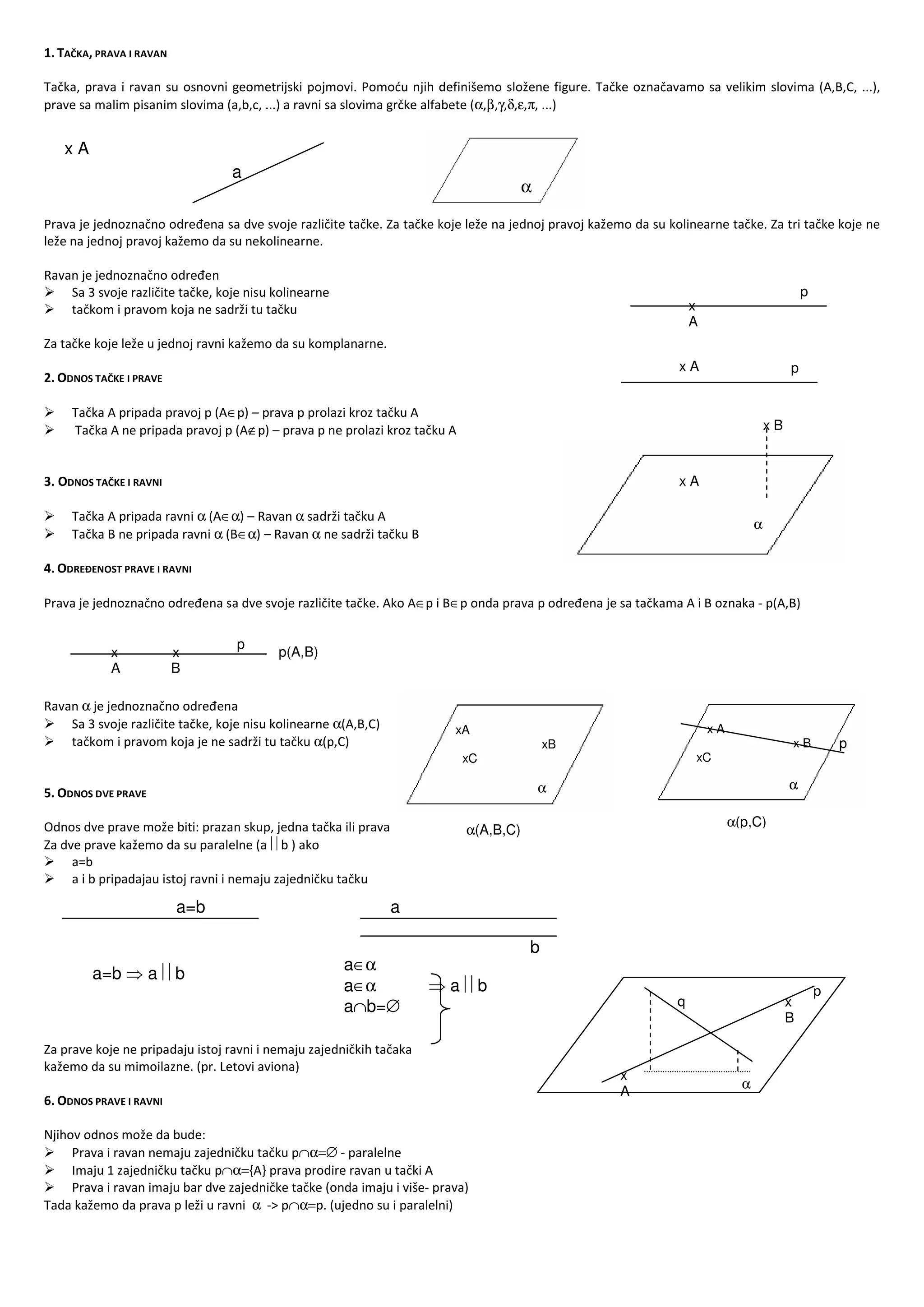 Tačka, prava i ravan | PDF