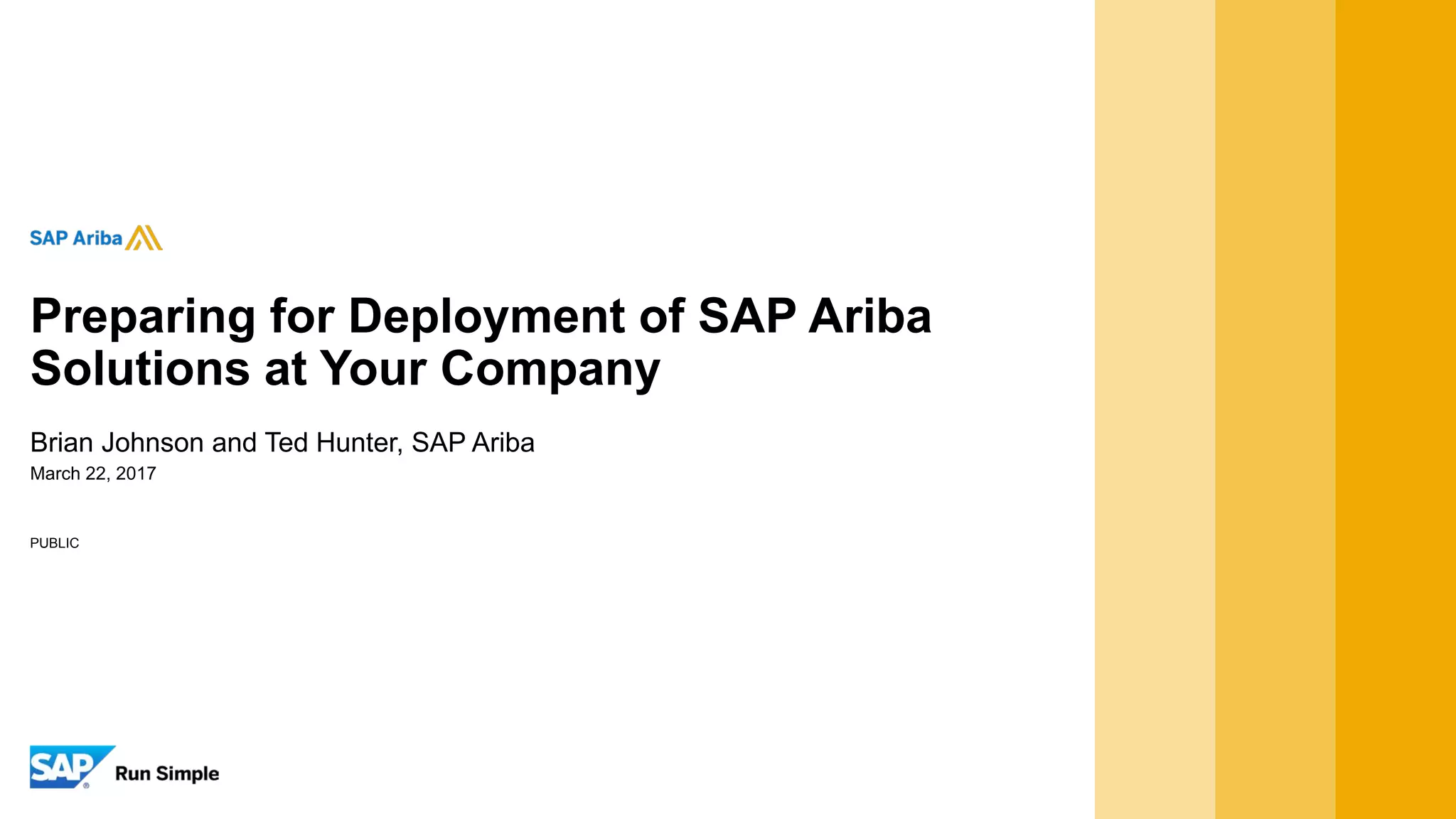 Preparing for Deployment of SAP Ariba Solutions at Your Company | PDF