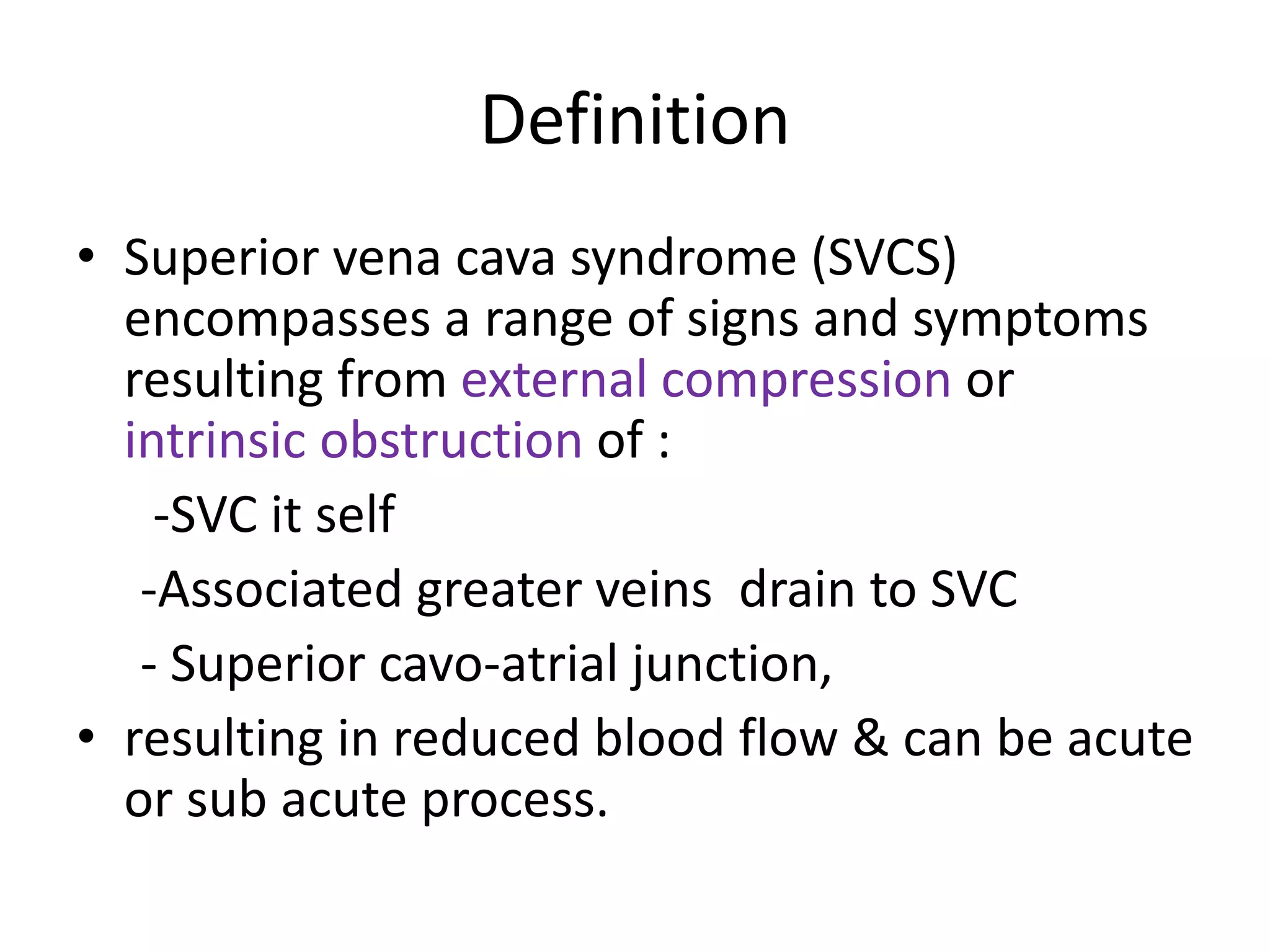 management of superior vena cava syndrome,SVCS | PPTX