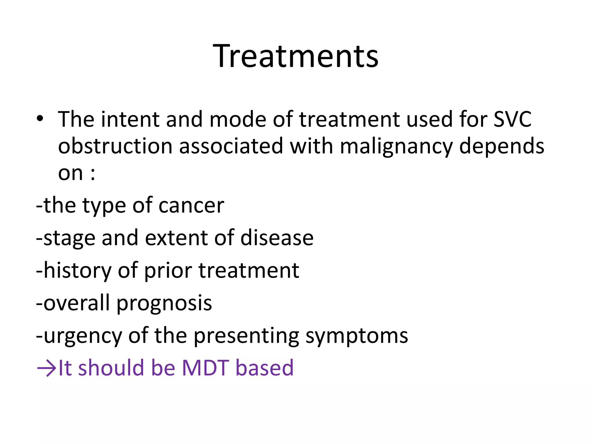 management of superior vena cava syndrome,SVCS | PPTX