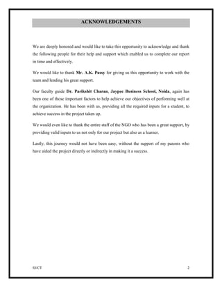 Social Internship report by jbs 2009 2011 on SVCT | DOCX