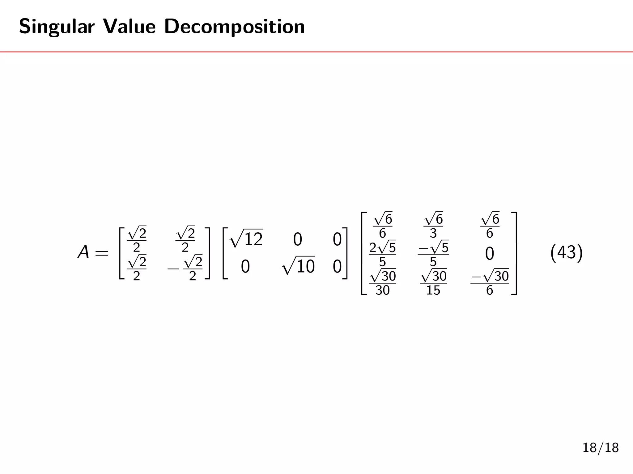 Singular Value Decompostion (SVD): Worked example 3 | PDF