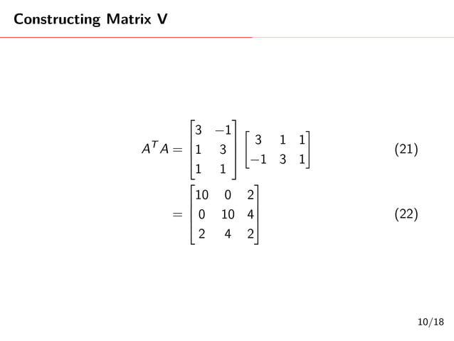 Singular Value Decompostion (SVD): Worked example 3 | PDF
