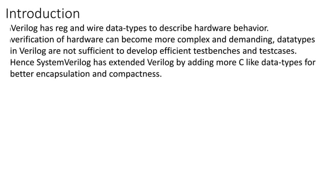 Sv data types and sv interface usage in uvm | PPT