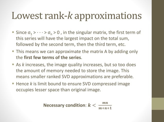 Singular Value Decomposition Image Compression | PPTX