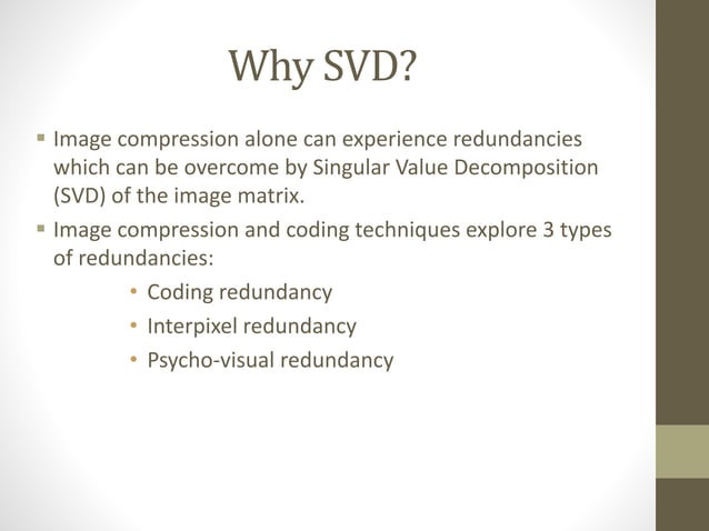 Singular Value Decomposition Image Compression | PPTX