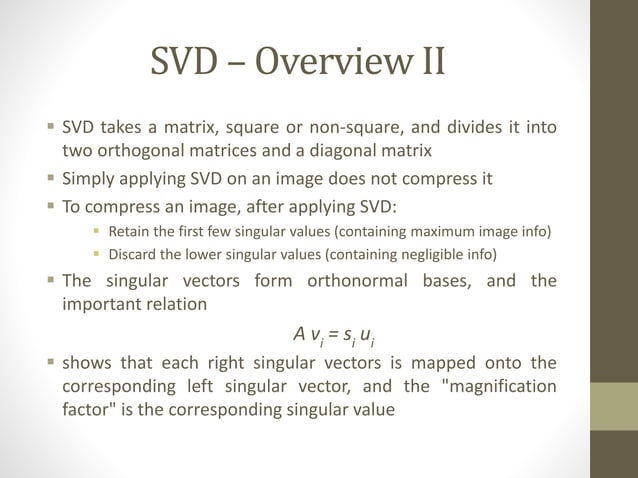 Singular Value Decomposition Image Compression | PPTX