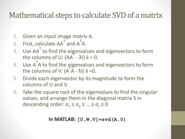 Singular Value Decomposition Image Compression | PPTX