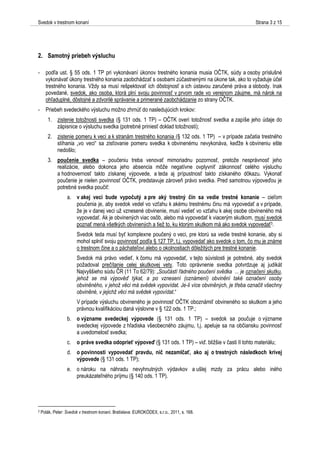 Postavenie svedka v trestnom práve | PDF