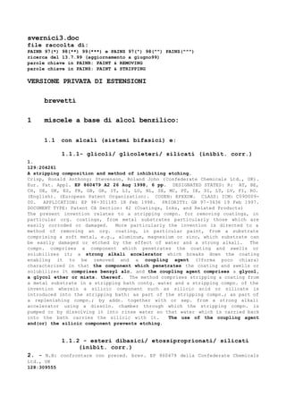 Sverniciatori rassegna brevettuale | DOC | Painting | Arts and Crafts