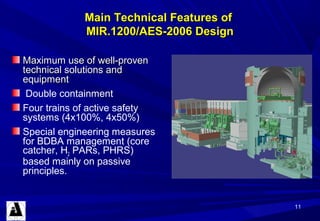Key Features of MIR.1200 (AES-2006) design and current stage of ...