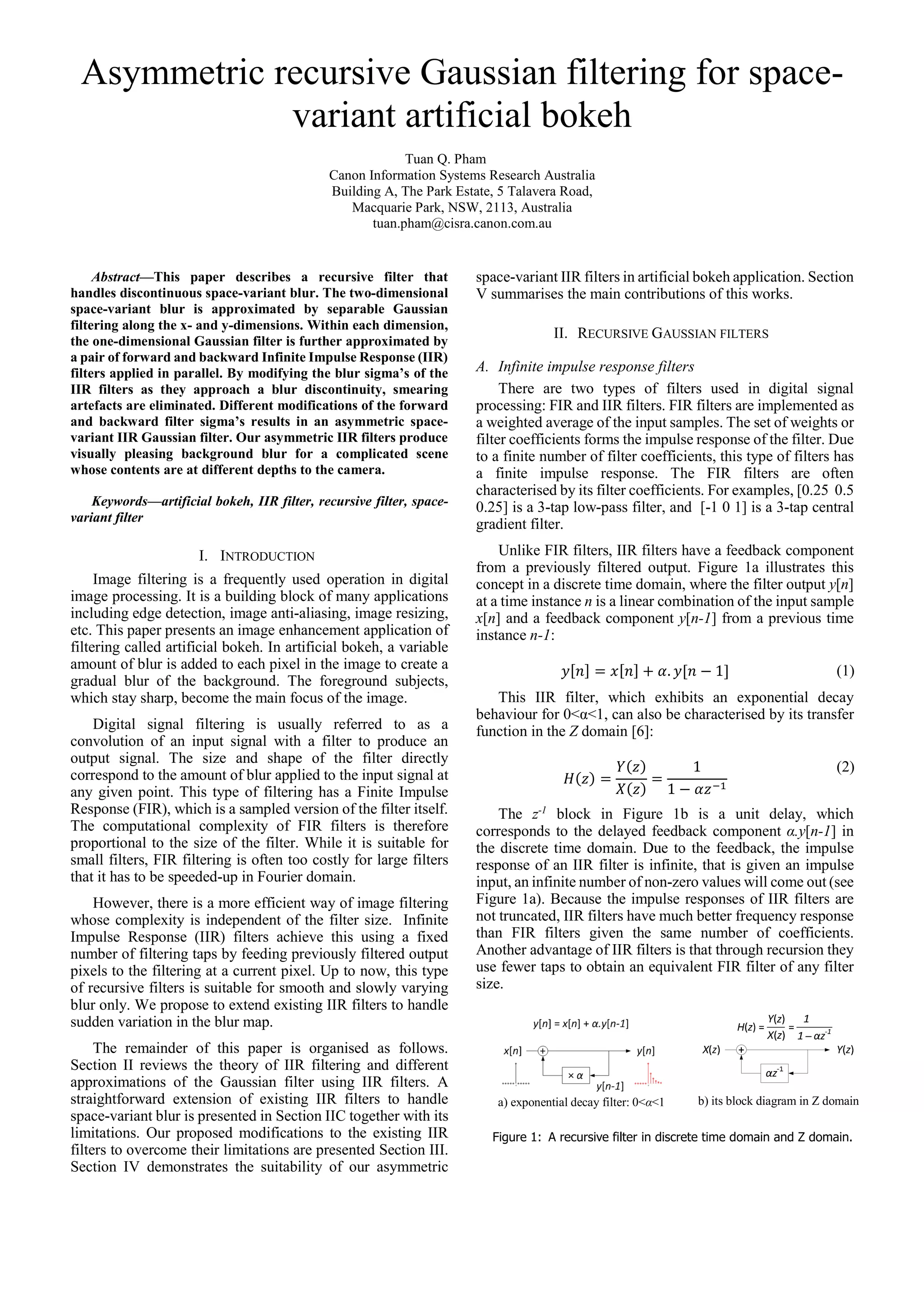 Asymmetric recursive Gaussian filtering for space-variant artificial ... Asymmetric recursive Gaussian filtering for space-variant artificial ...