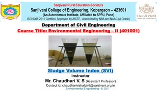 Sludge Volume Index (SVI) | PPTX