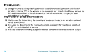 Sludge Volume Index (SVI) | PPTX