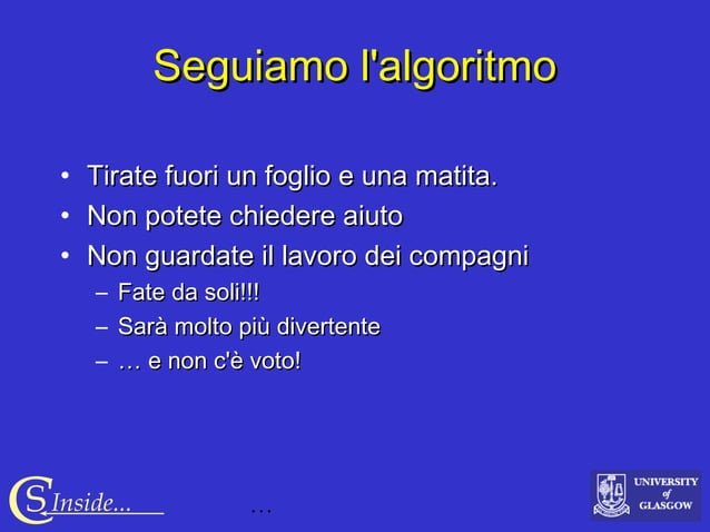 Sviluppo degli algoritmi | PPT