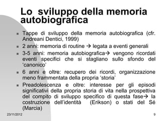Sviluppo memoria autobografica b | PDF