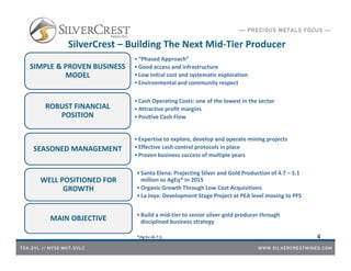 SilverCrest Mines | Corporate Presentation | August 2015 | PPT