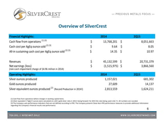 SilverCrest Mines | Corporate Presentation | August 2015 | PPT