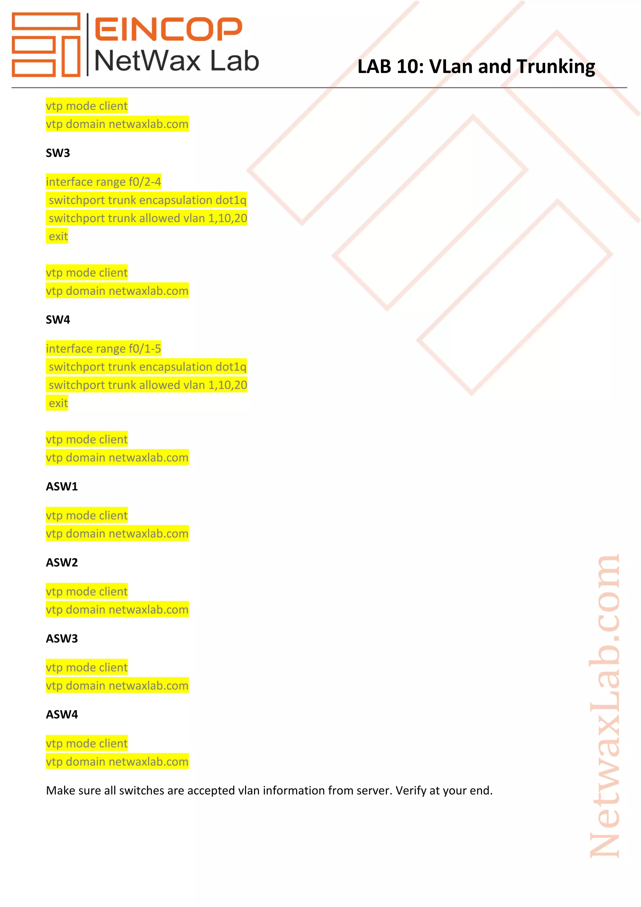 Nxll10 v lan and trunking | PDF