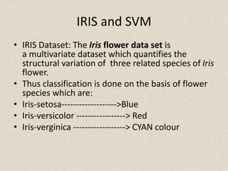 Support Vector Machine(SVM) with Iris and Mushroom Dataset | PPTX