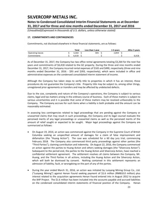 Silvercorp Metals Financial Statement | PDF