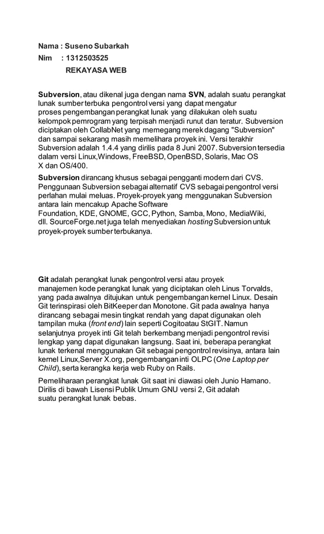 Svn dan git pada source management system | PDF