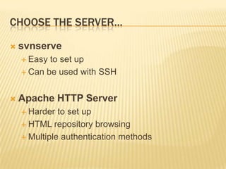 Getting Started With Subversion | PPTX | Operating Systems | Computer Software and Applications