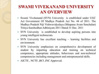Swami Vivekanand University MP | PPTX
